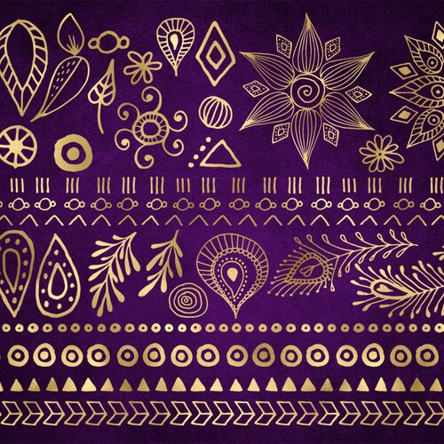 Boho Design Elements Clipart Gold Bohemian Ornamental Clip - Etsy