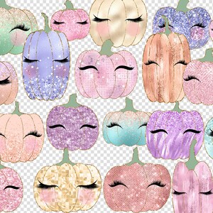 Lovely Pumpkin Clip Art - Sparkling Glitter Pumpkins in PNG Format ...