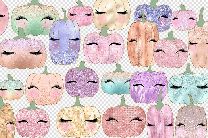 Lovely Pumpkin Clip Art Sparkling Glitter Pumpkins in PNG - Etsy
