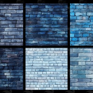 Blue Brick Textures Digital Paper, Seamless Rustic Brick Wall Digital ...