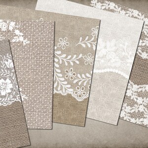 Burlap and Lace Digital Paper Pack, Rustic Wedding Textures (digital ...