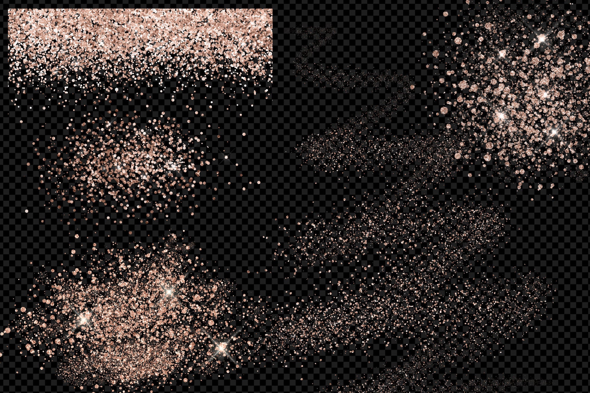 Rose Gold Glitter Elements Clipart Graphics in PNG Format | Etsy