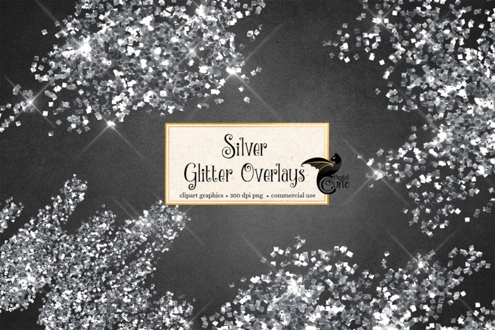 Silver Glitter Overlays Clipart PNG Silver Glitter Sparkling - Etsy UK