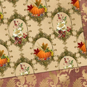 Vintage Thanksgiving Digital Paper - Autumn Harvest Bounty Fall ...