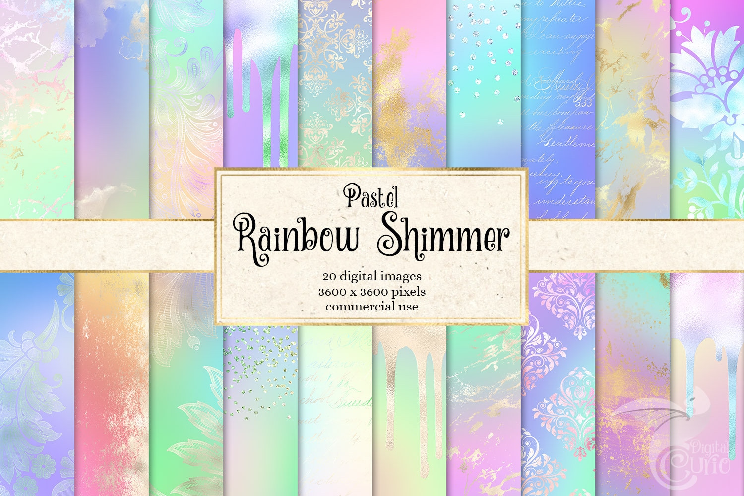 Pastel Rainbow Shimmer Digital Paper Printable Backgrounds - Etsy