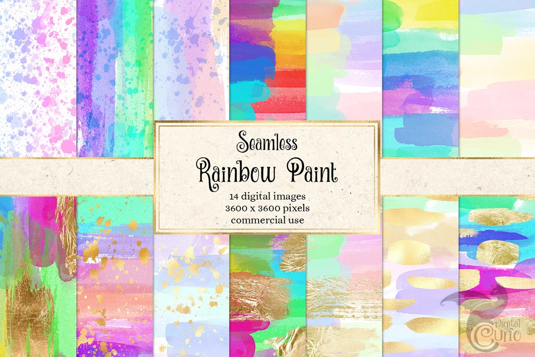 Rainbow Paint Digital Paper - Seamless Digital Paper Watercolor ...