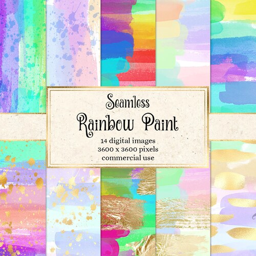 Rainbow Watercolor Digital Paper Seamless Backgrounds - Etsy