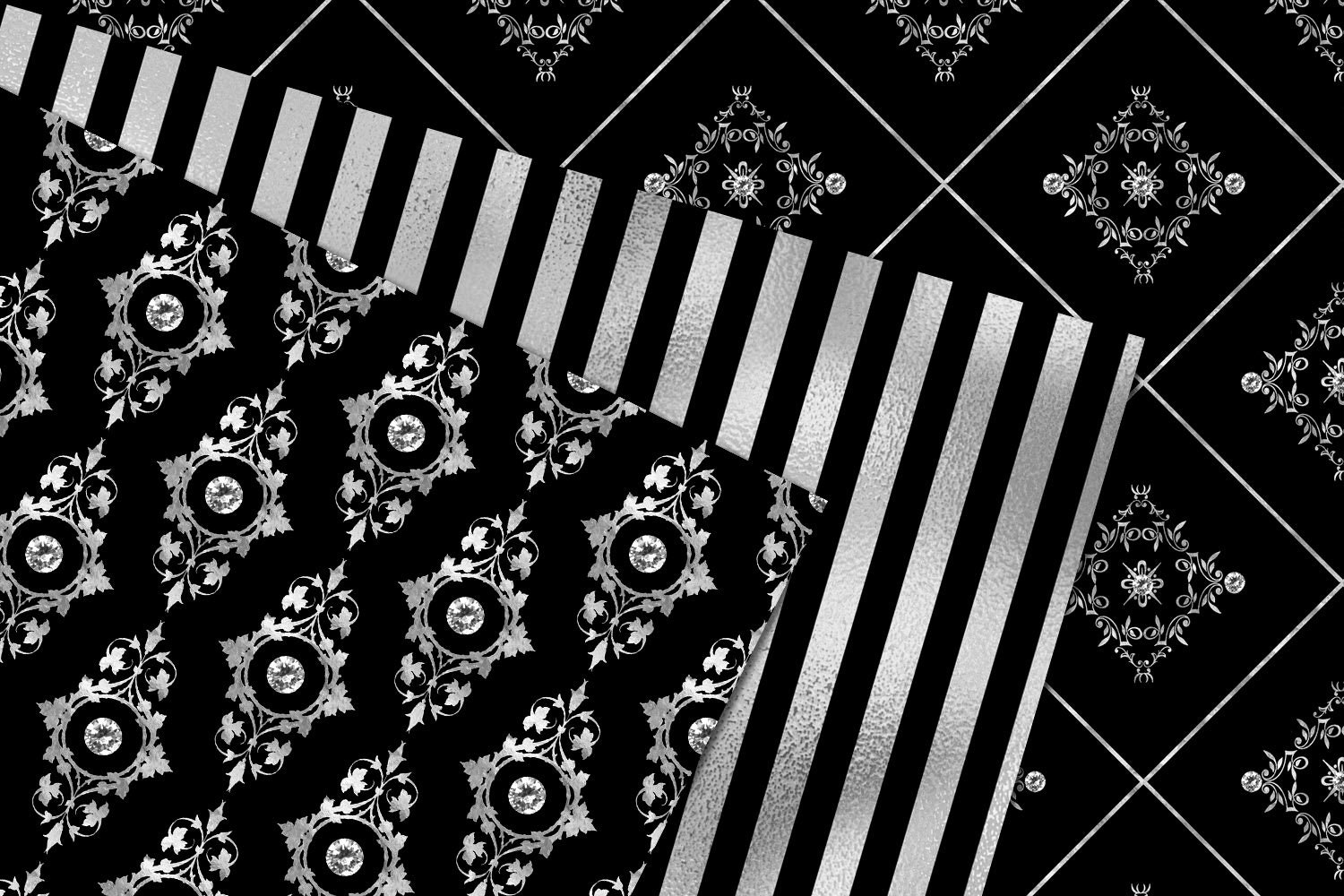 Victorian Black and Silver Digital Paper Ornate Seamless - Etsy