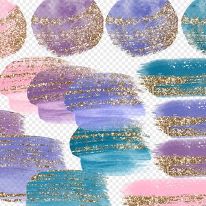 Watercolor Gold Glitter Paint Elements Clipart, Brush Strokes With Gold ...