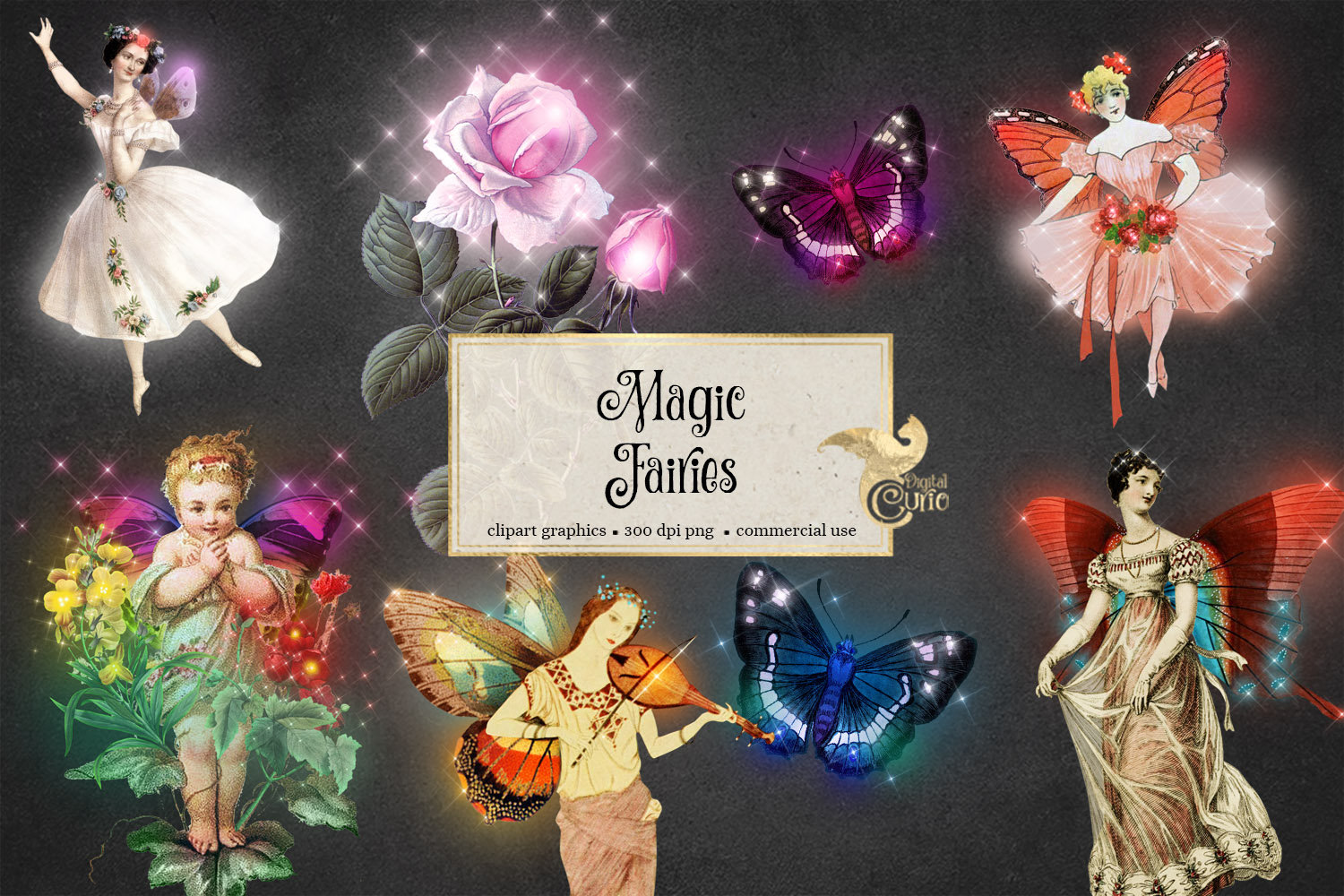 Fairy Silhouette Digital Clipart Clip Art Clipart Fairies | Etsy