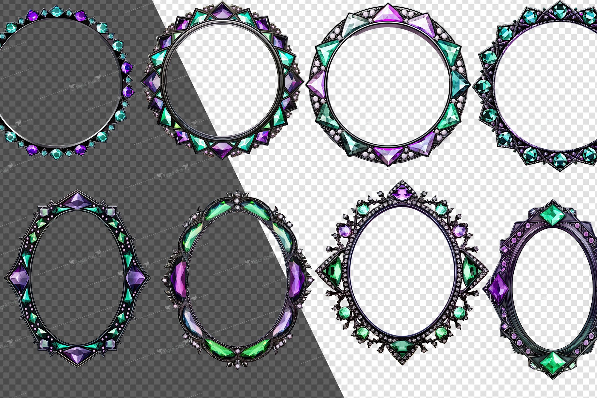 Jewel Frames Clipart – Glam Art Graphics, Commercial Use (digital ...