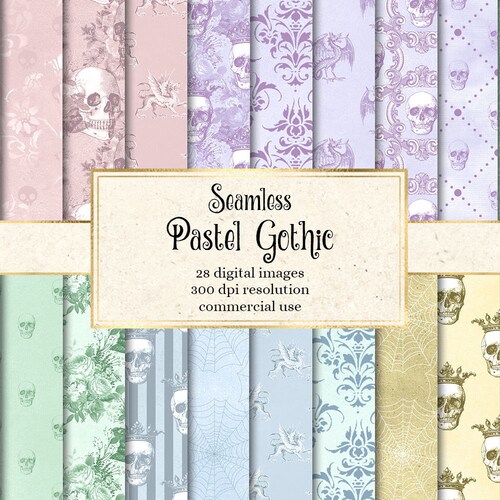 Pastel Gothic Digital Paper Seamless Gothic Patterns and - Etsy