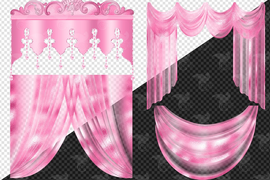 Pink Shimmer Curtains Clipart Digital Curtain Backdrop Clip - Etsy