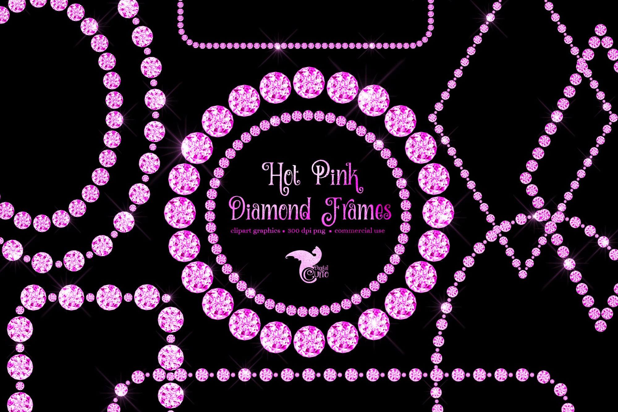 Hot Pink Diamond Frame Clipart Glam Wedding Bling Frame Clip - Etsy Canada