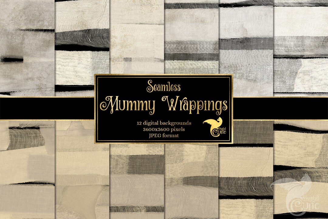 Mummy Wrapping Digital Paper - Seamless Mummy Bandages Patterns for ...
