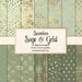 Sage and Gold Digital Paper Green Seamless Gold Foil | Etsy