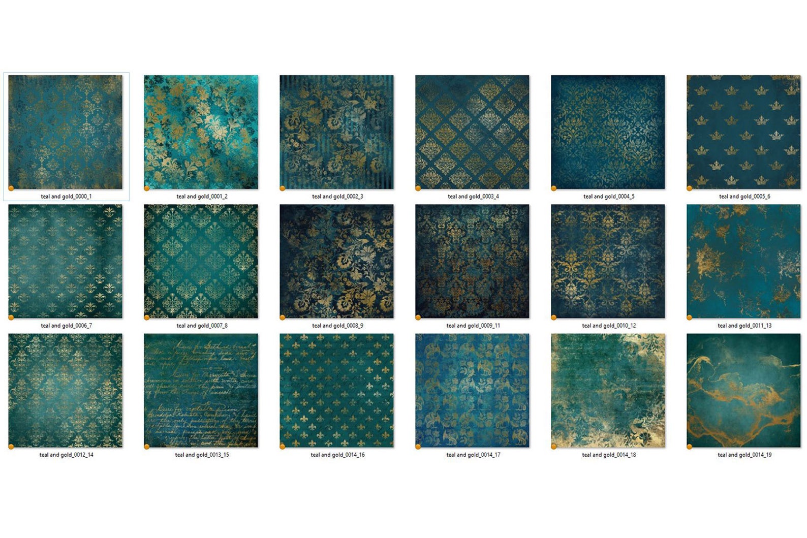Distressed Teal and Gold Digital Paper Gold Foil Patterns | Etsy