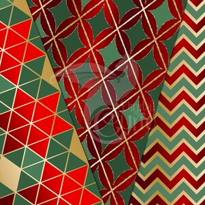 Geometric Christmas Digital Paper - Seamless Holiday Patterns Printable ...