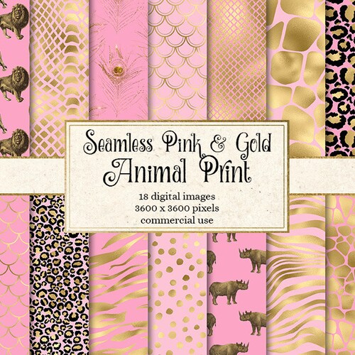 Pink and Gold Leopard Digital Paper Seamless Leopard Spot - Etsy UK
