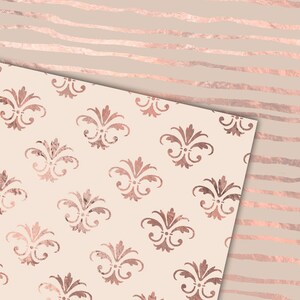 Rose Gold and Ivory Digital Paper, Beige Seamless Rose Gold Patterns ...