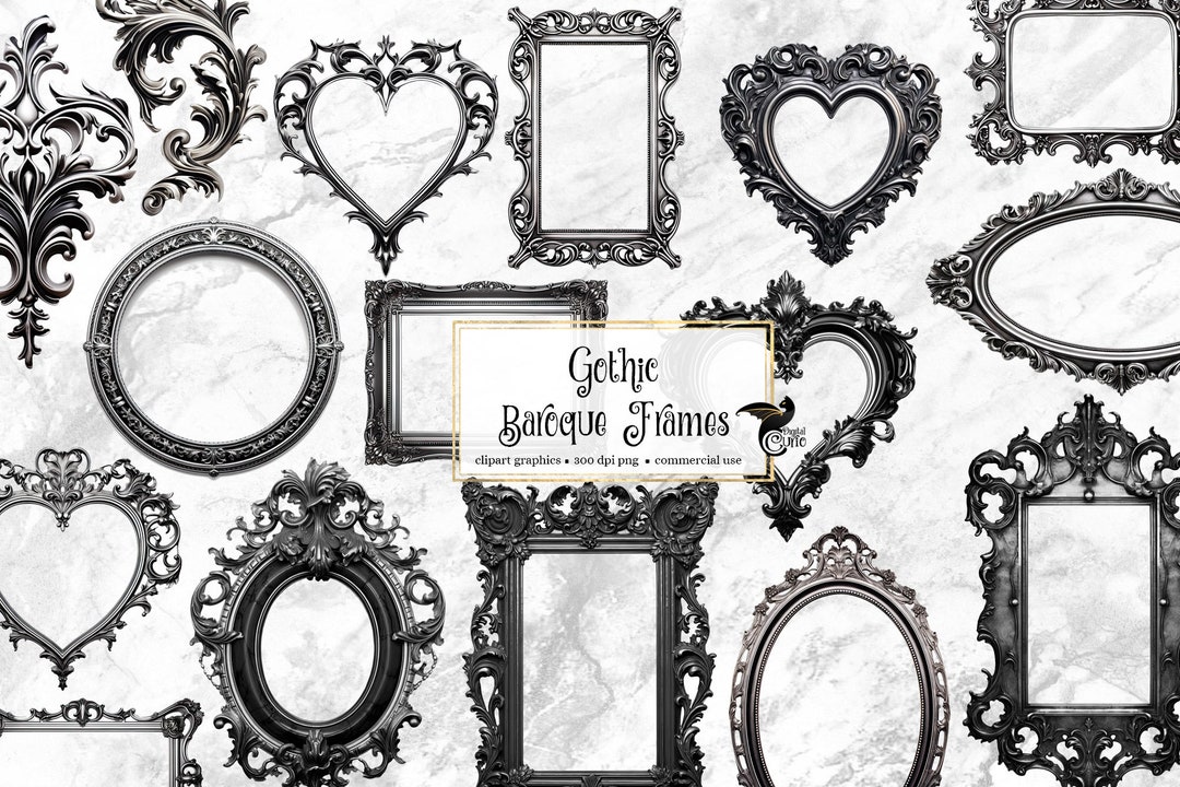 Gothic Baroque Frames Clipart - Antique Rococo Vintage Clip Art ...