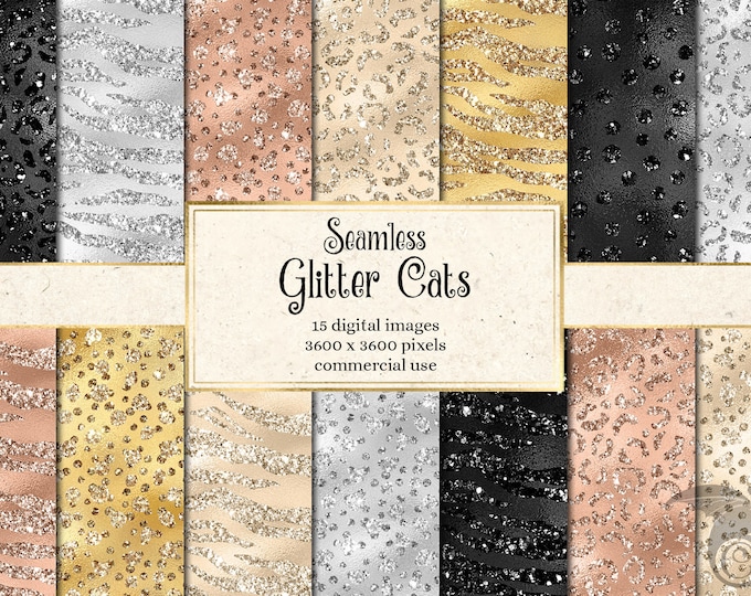 16 Seamless Gold Glitter Animal Skin Prints Digital Papers 12" 300 Dpi ...