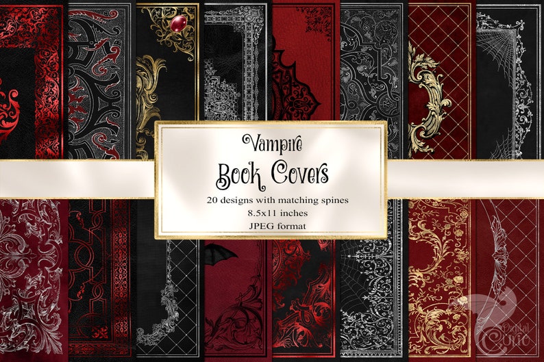 Vampire Book Covers, Gilded Leather Designs (digital Download) - Etsy