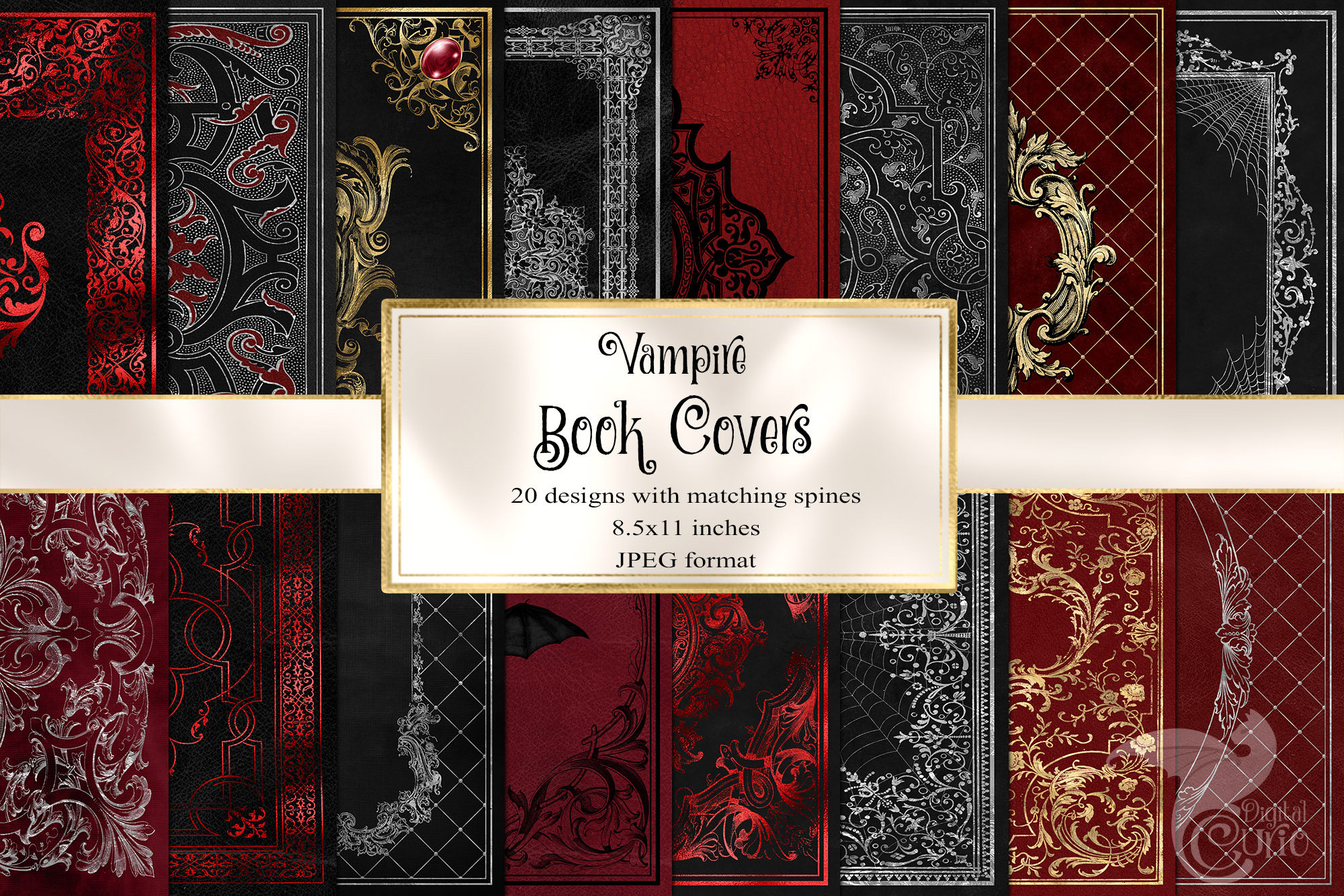 Vampire Book Covers Printable Decorative Gilded Book Covers - Etsy
