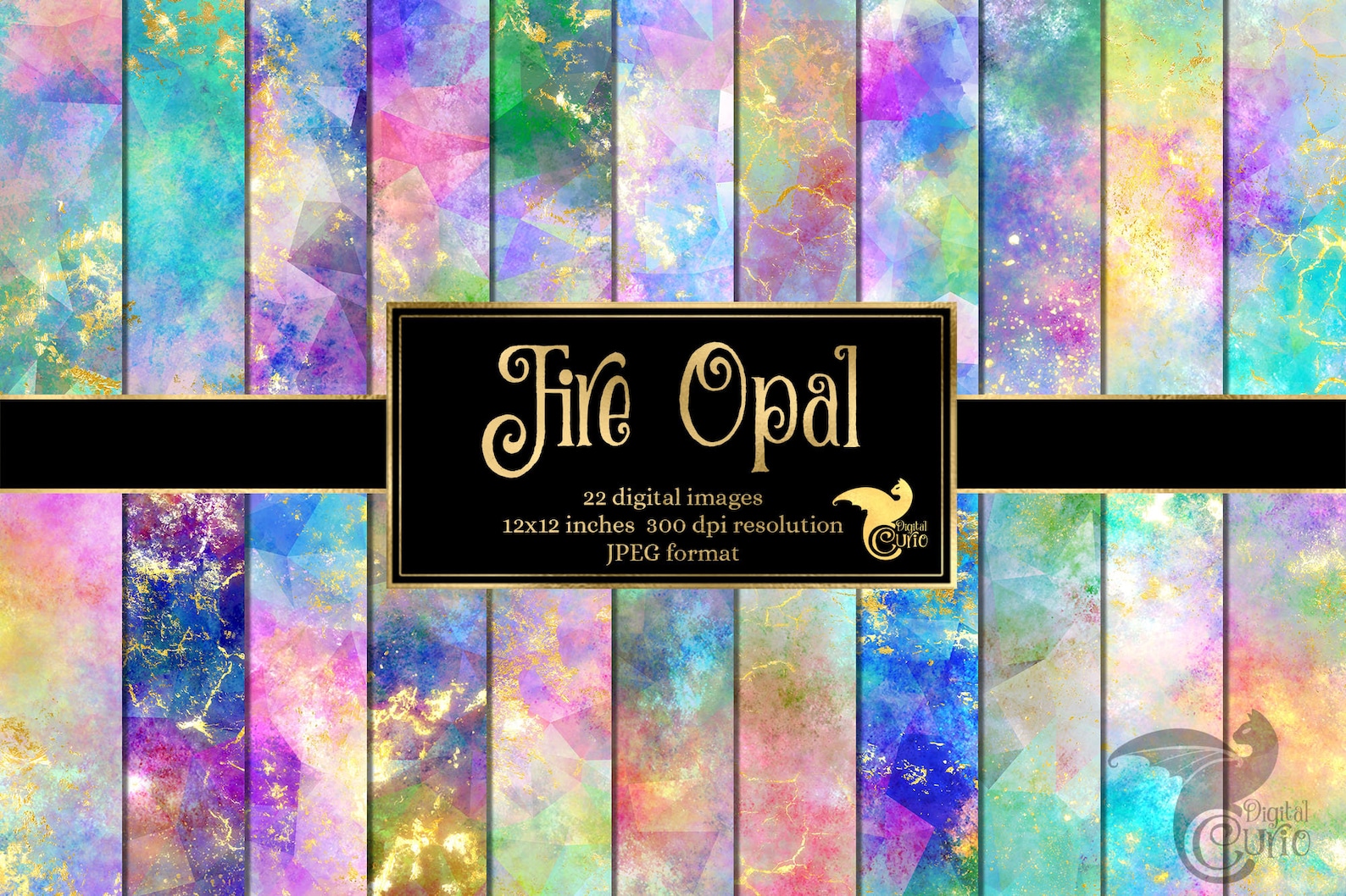 Fire Opal Digital Paper, Jewel Rainbow Texture Backgrounds Printable ...