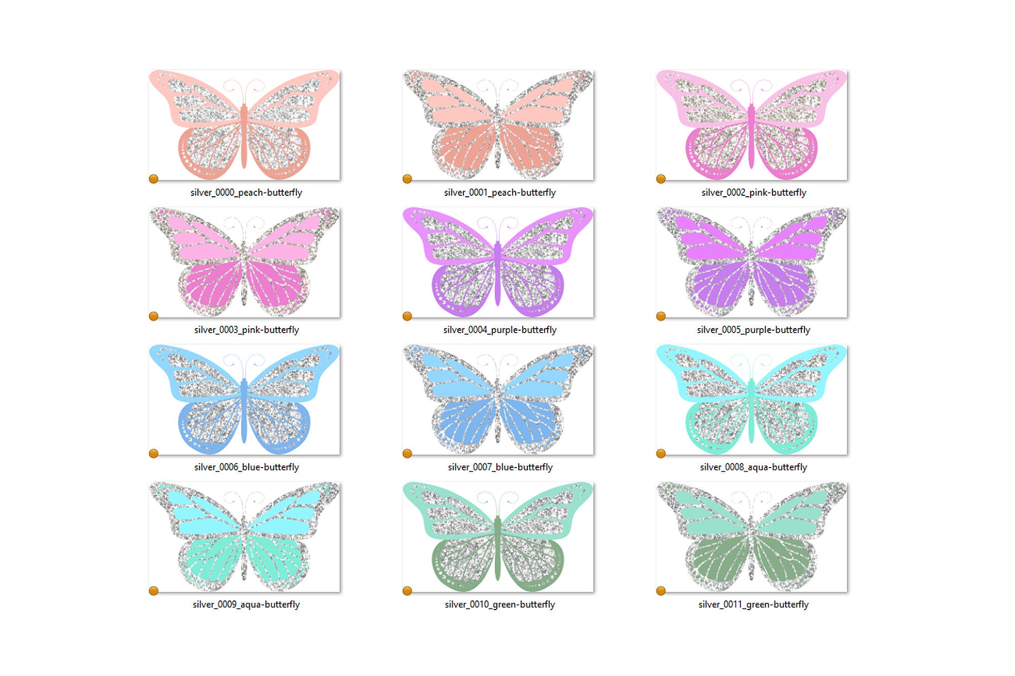 Silver Glitter Butterflies Clipart Pastel Butterfly Instant - Etsy