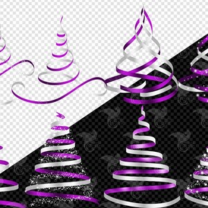 Purple and White Ribbon Christmas Tree Clipart (digital Download) - Etsy