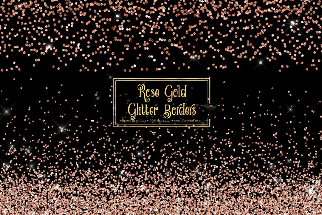 Rose Gold Glitter Borders Clipart, Glitter Png Overlays, Clip Art ...