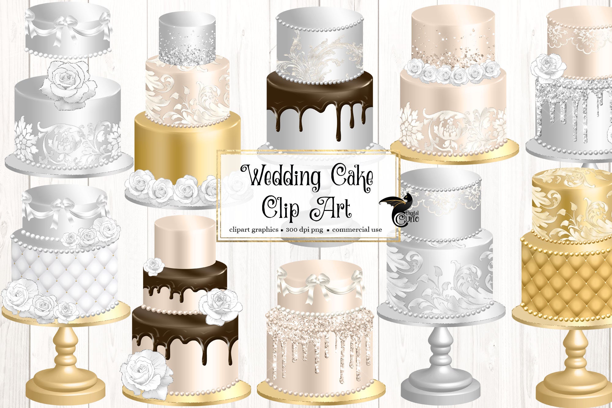 Wedding Cakes Clipart Luxury Bridal Cake Clip Art Instant - Etsy