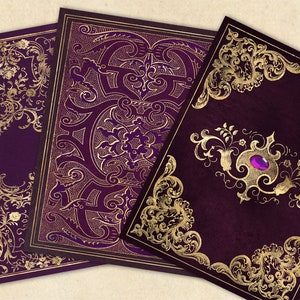 Gilded Purple Book Covers, Printable Journal Pages (digital Download ...