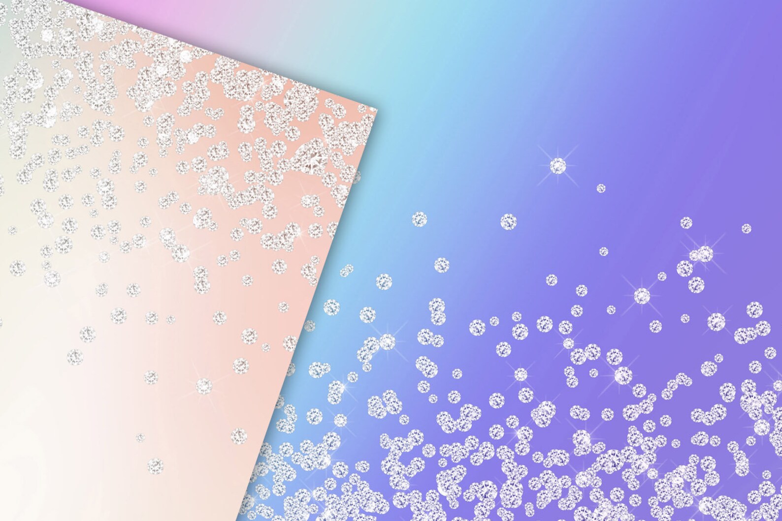 Rainbow Diamond Confetti Digital Paper Backgrounds in Soft | Etsy