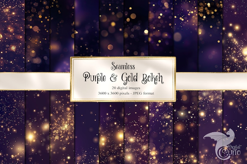 Purple and Gold Bokeh Lights Digital Paper (digital Download) - Etsy