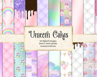 Unicorn Sweet Digital Paper, Rainbow Pastel, Blurry Backgrounds ...