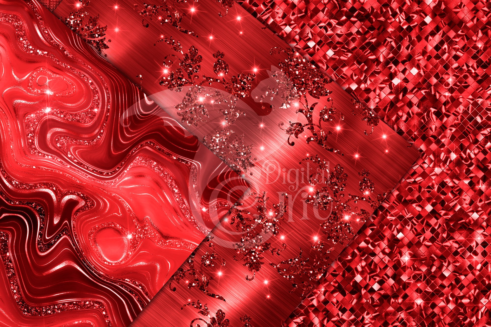 Luxury Red Digital Paper, Seamless Glitter Textures (digital Download ...