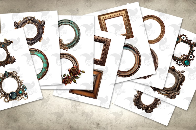 Steampunk Frames Clipart Clip Art Graphics and Collage - Etsy UK
