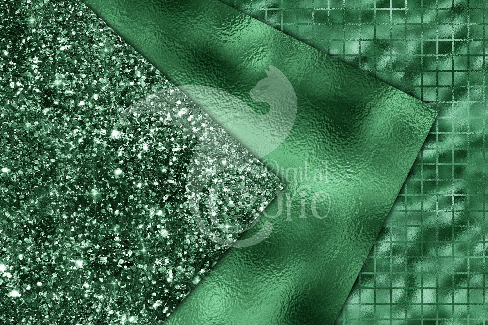 Luxury Emerald Digital Paper, Seamless Green Textures With Glitter and ...