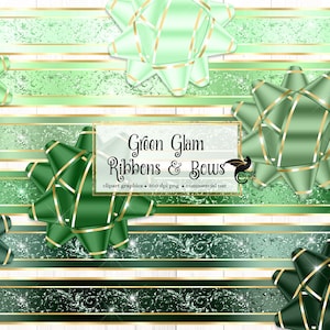 Green Glam Ribbons and Bows Clipart - Cute Christmas or Birthday ...