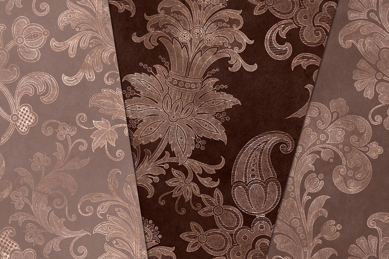 Rose Gold Floral Digital Paper Seamless Floral Damask - Etsy