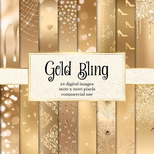 Gold Digital Papers Foil Background Glitter Textures - Etsy