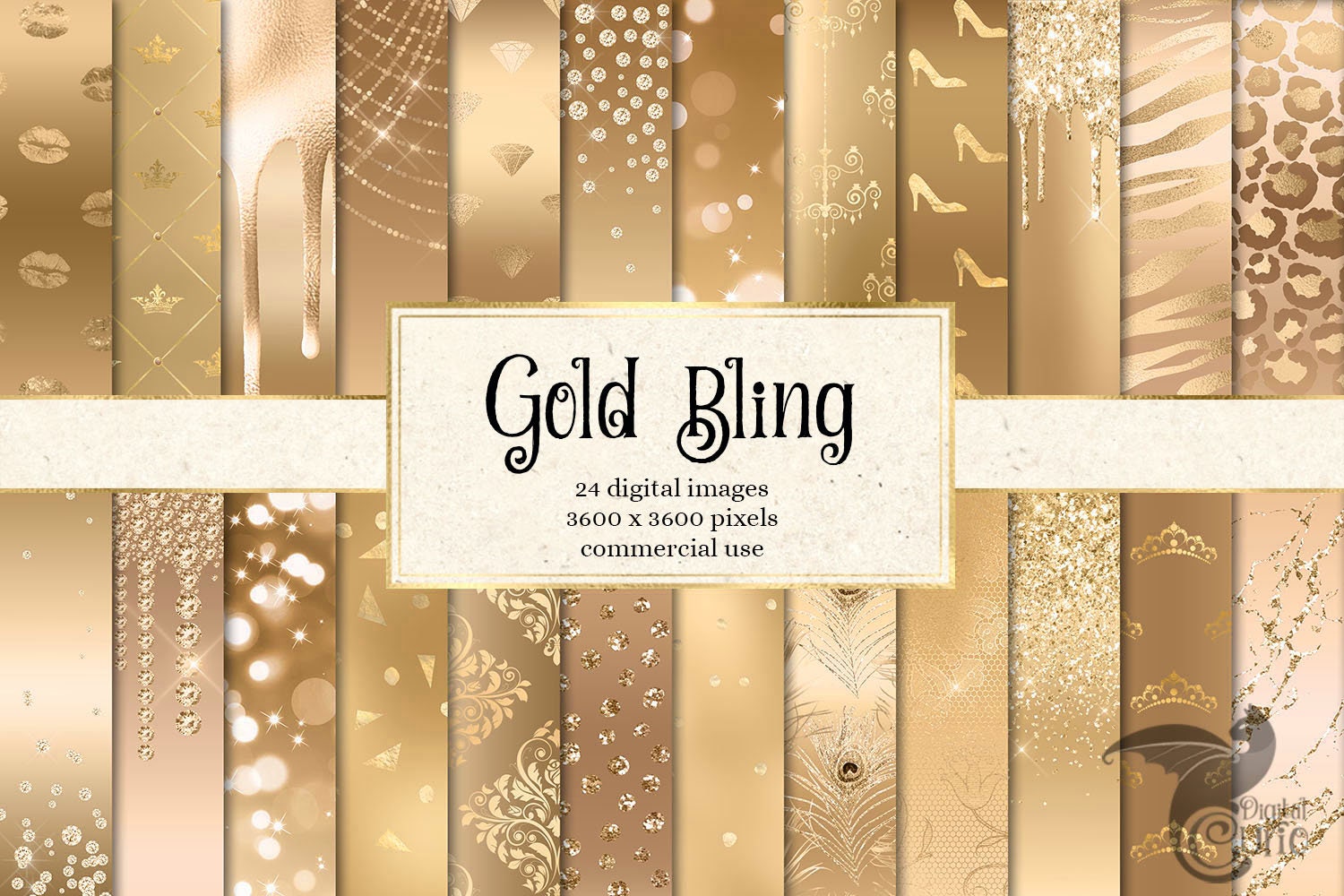 Gold Bling Digital Paper Glitter and Foil Backgrounds With - Etsy