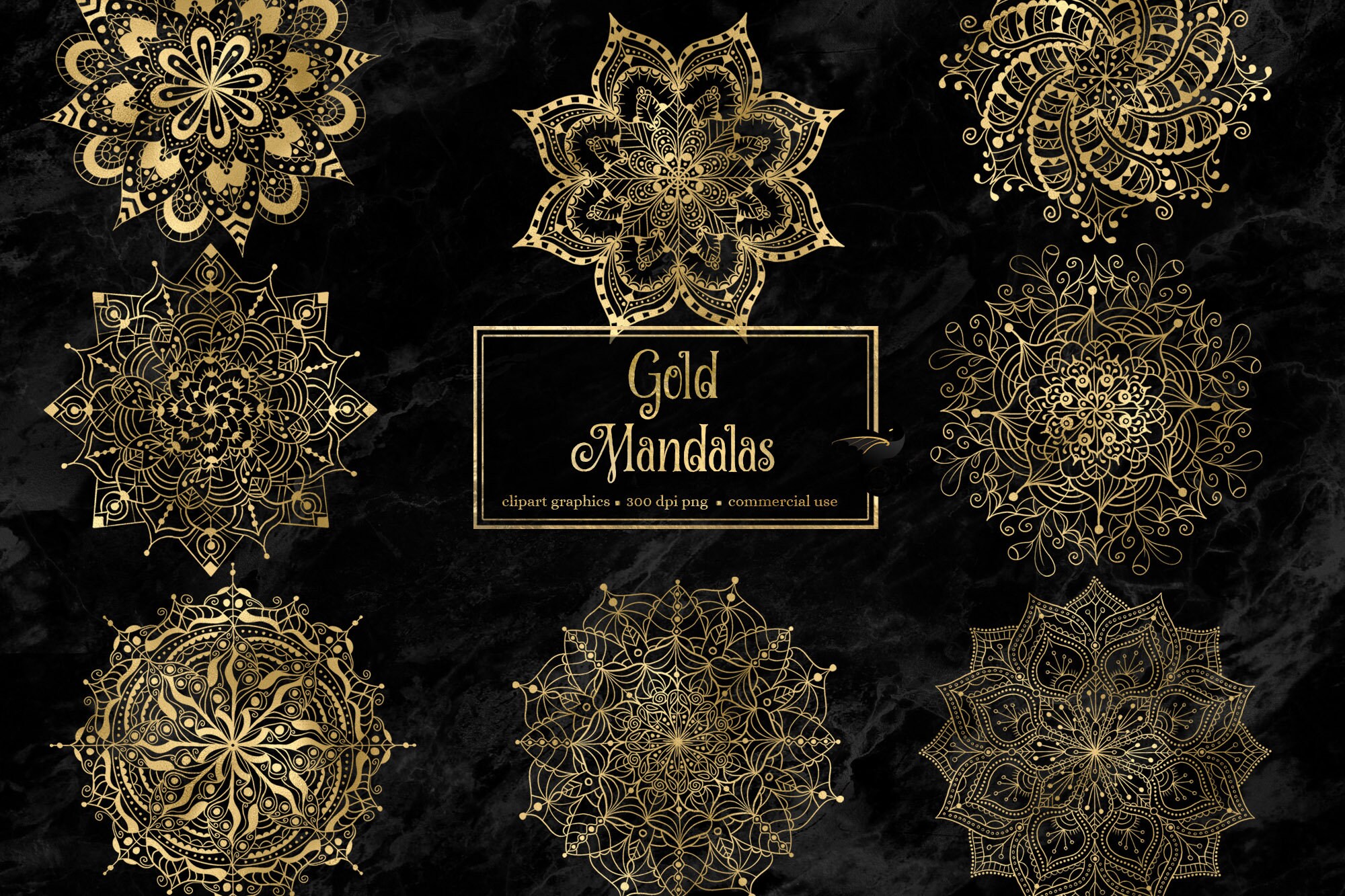 Gold Mandala Clipart – Shimmering PNG Graphics (digital Download) - Etsy