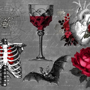 Vampire Amour Digital Paper, Halloween Vampire Digital Paper Seamless ...