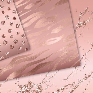 Rose Gold Bling Digital Paper, Glitter and Foil Backgrounds With ...