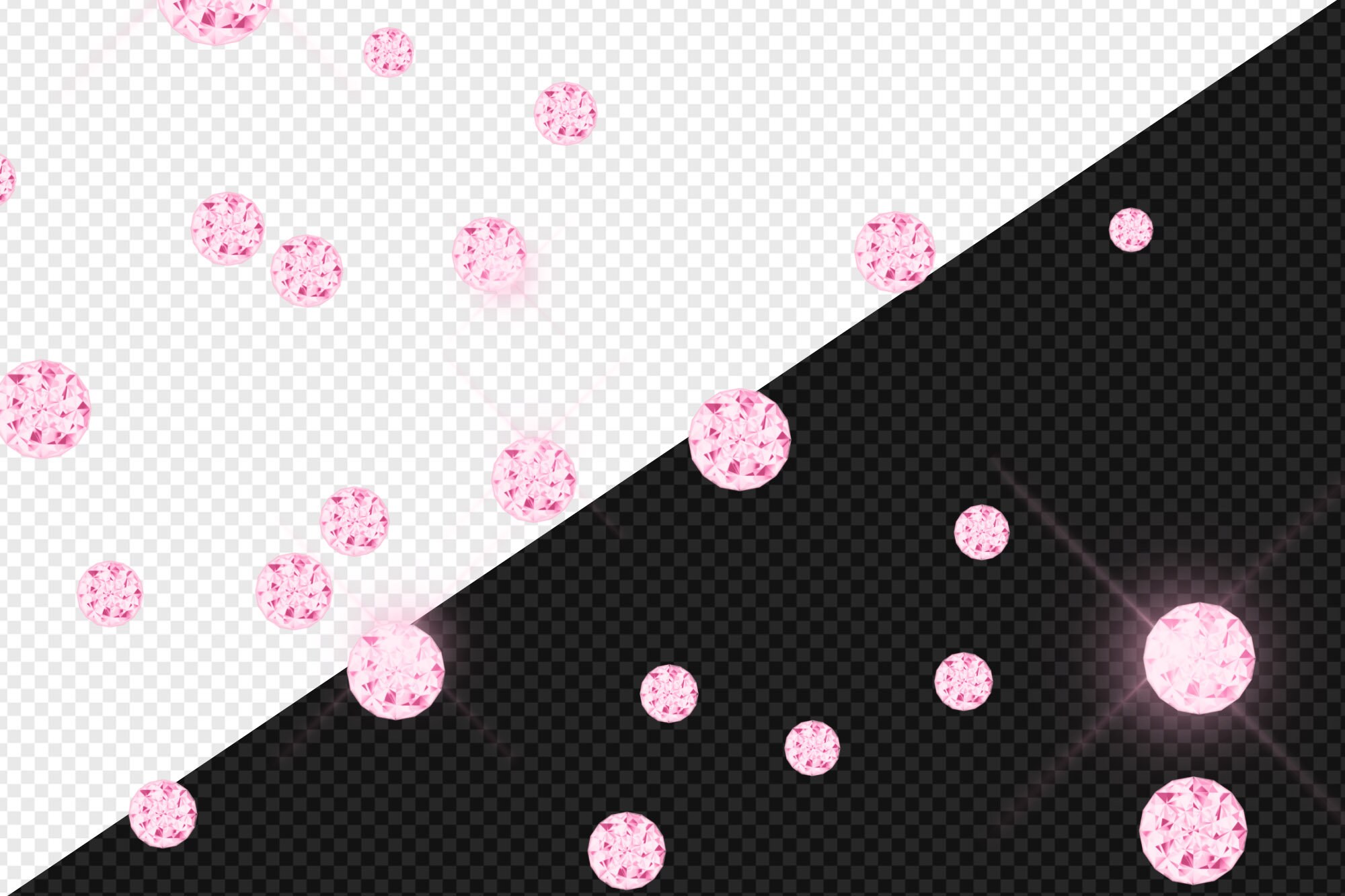Pink Diamond Confetti Overlays Digital Diamond Clip Art Png | Etsy