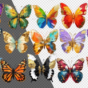 Painted Butterflies Clipart, Gold Foil Butterfly Clipart, Butterfly ...