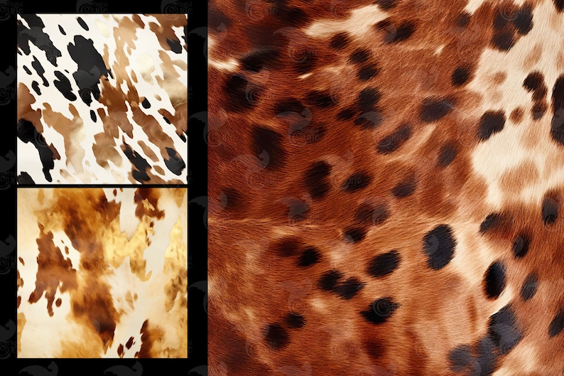 Cowhide Textures Digital Paper, Seamless Western Backgrounds (digital ...